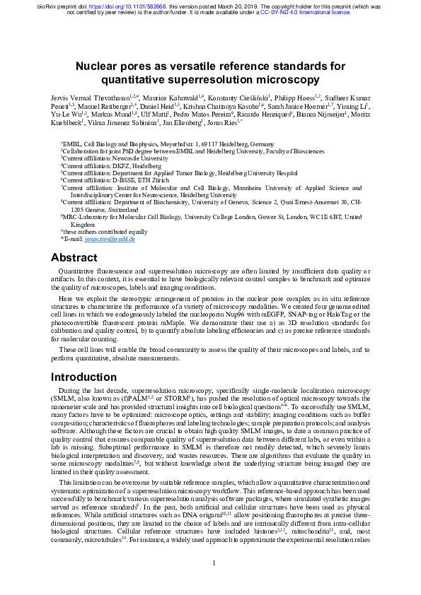 (PDF) Nuclear pores as versatile reference standards for quantitative superresolution microscopy