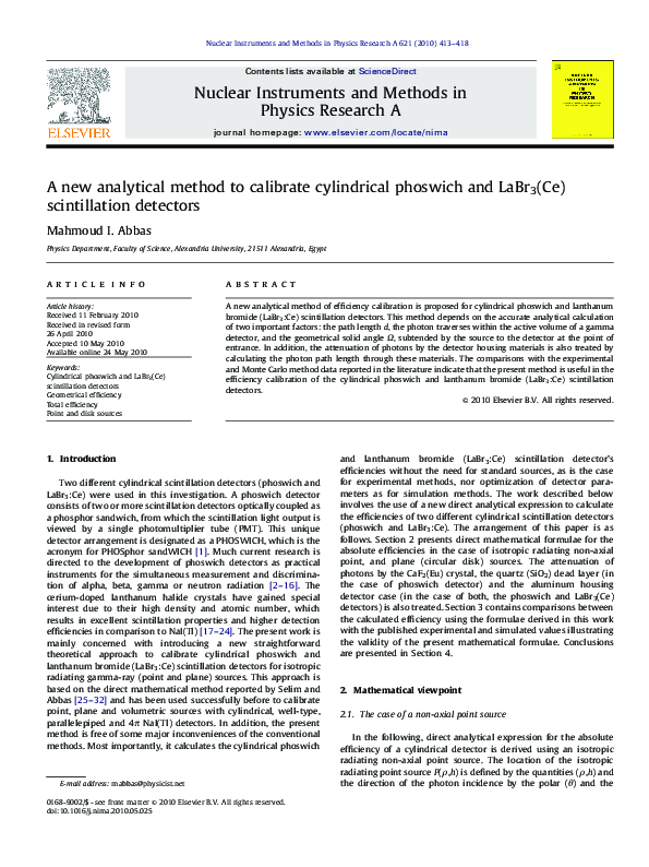 (PDF) A new analytical method to calibrate cylindrical phoswich and ...