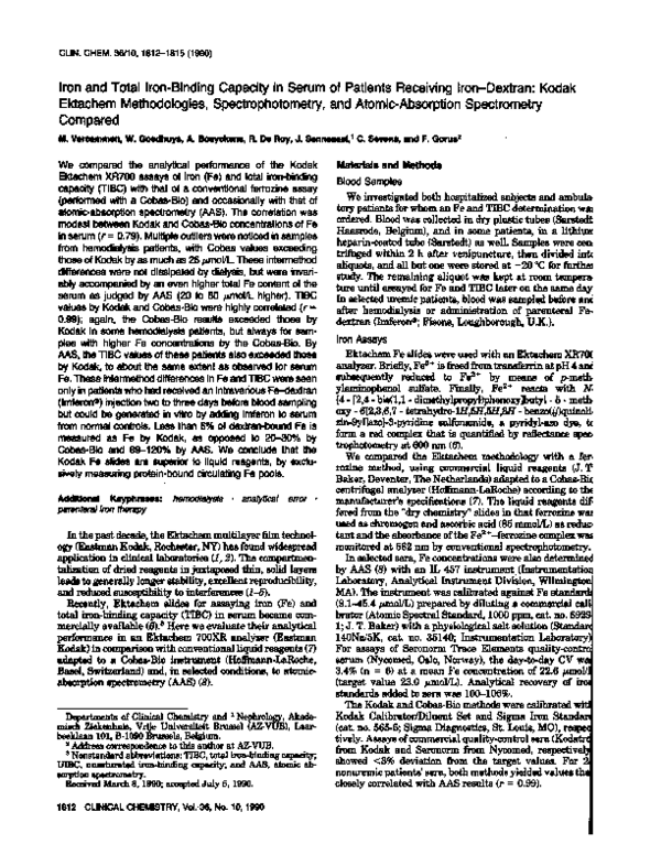 (PDF) Iron and total iron-binding capacity in serum of patients ...
