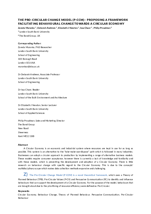 (PDF) The Pro-Circular Change Model (P-CCM): Proposing a framework ...