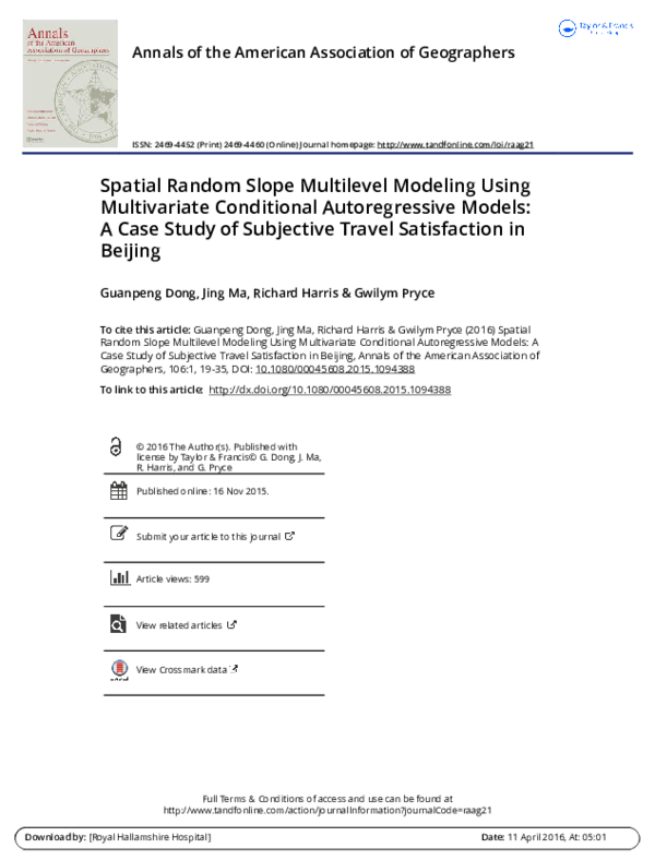 (PDF) Spatial Random Slope Multilevel Modeling Using Multivariate Conditional Autoregressive ...