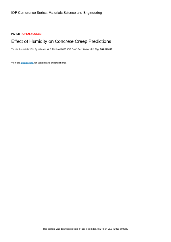 (PDF) Effect of Humidity on Concrete Creep Predictions