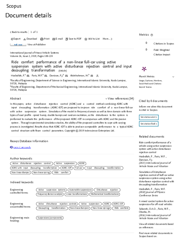 (PDF) Ride comfort performance of a non-linear full-car using active ... (PDF) Ride comfort performance of a non-linear full-car using active ...