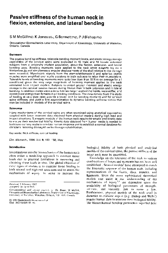 (PDF) Passive stiffness of the human neck in flexion, extension, and ...