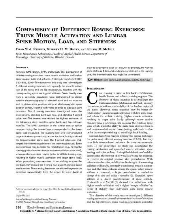 (PDF) Comparison of Different Rowing Exercises: Trunk Muscle Activation ...