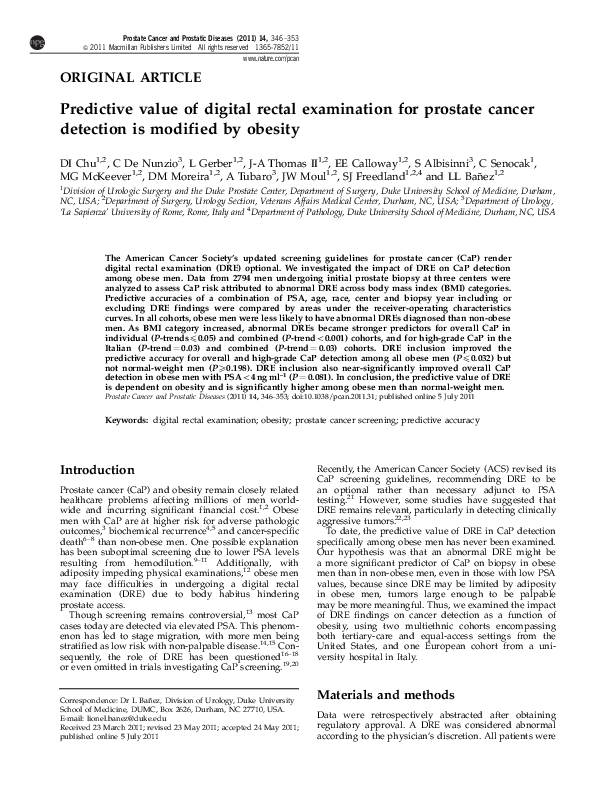 (PDF) Predictive value of digital rectal examination for prostate ...