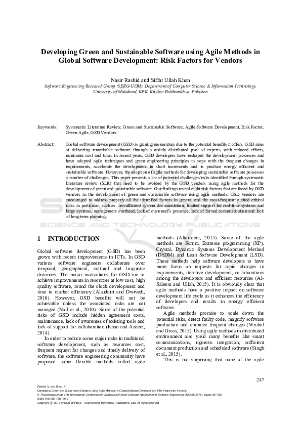 (PDF) Developing Green and Sustainable Software using Agile Methods in ...
