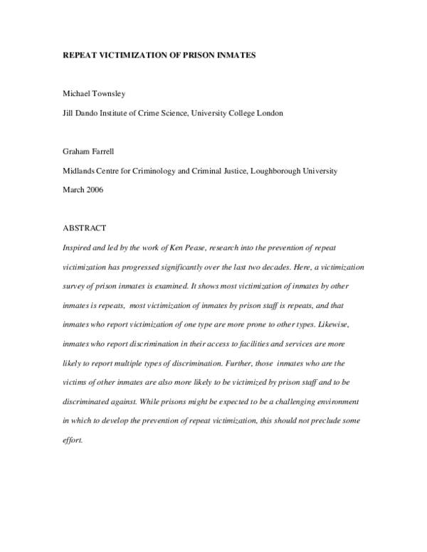 (PDF) Repeat Victimization of Prison Inmates