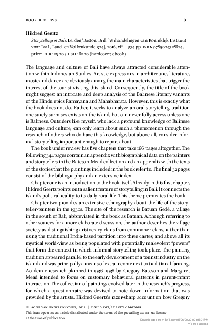 (PDF) Storytelling in Bali, by Hildred Geertz