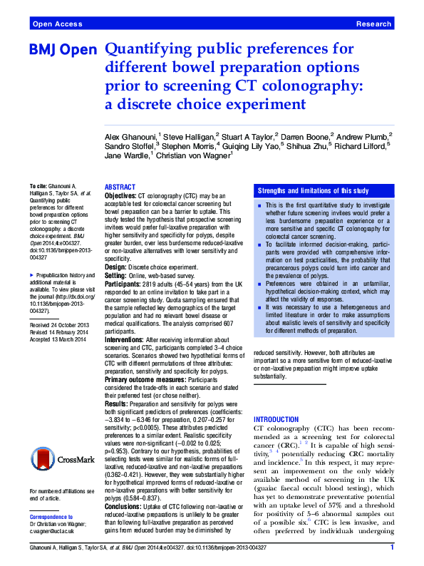 (PDF) Quantifying public preferences for different bowel preparation ...