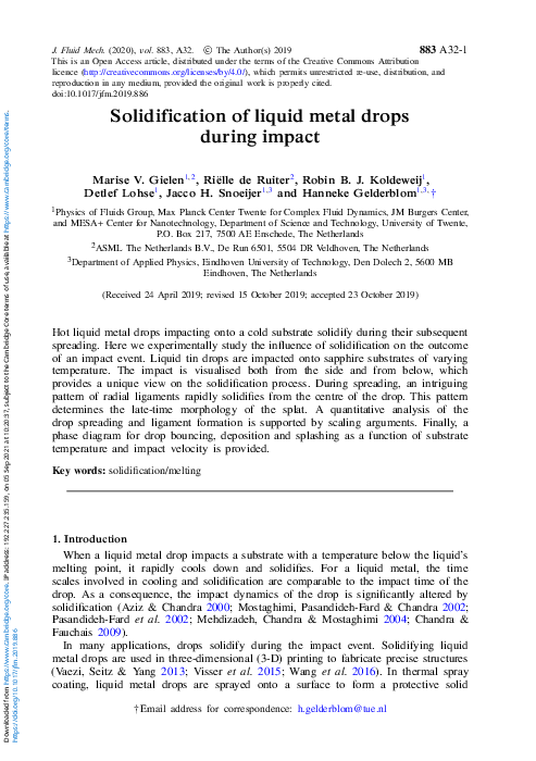 (PDF) Solidification Effects in Impacting Metal Drops