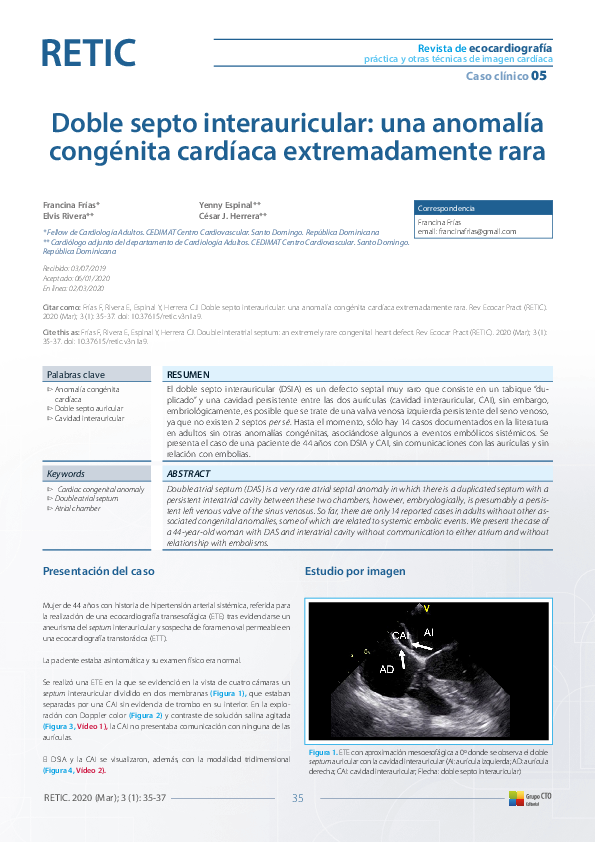 (PDF) Doble septo interauricular: una anomalía congénita cardíaca ...