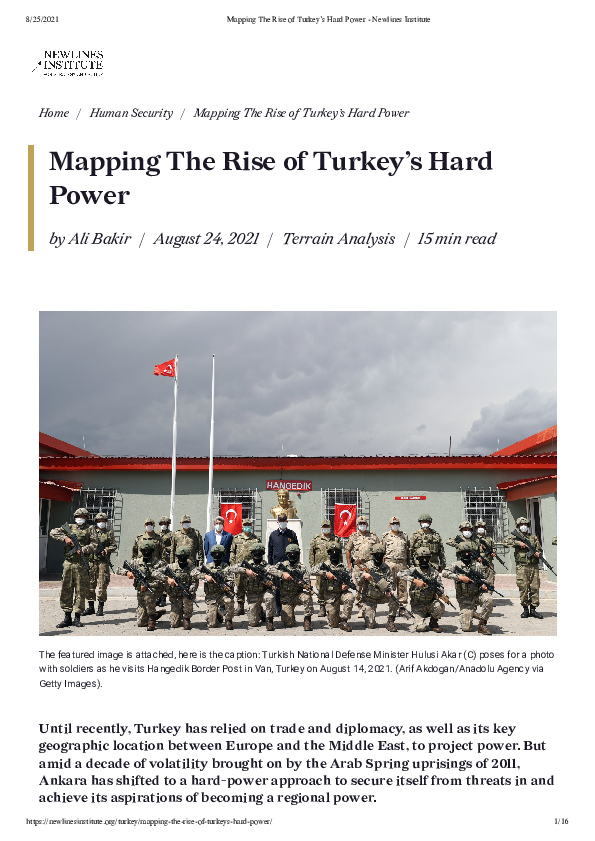 (PDF) Mapping The Rise of Turkey’s Hard Power - Part (1)