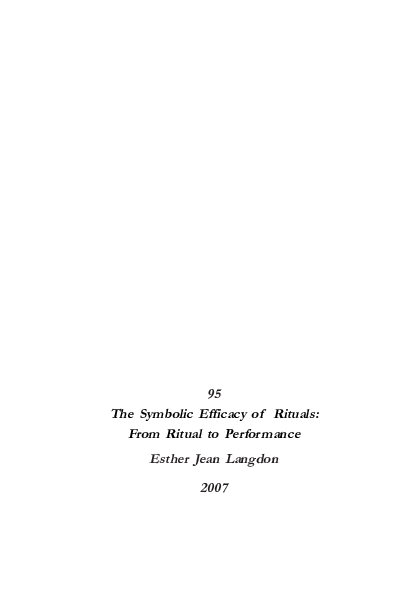 (PDF) The Symbolic Efficacy of Rituals: From Ritual to Performance