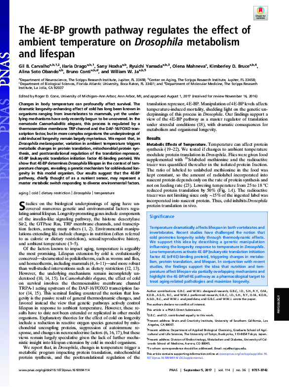 (PDF) The 4E-BP growth pathway regulates the effect of ambient ...