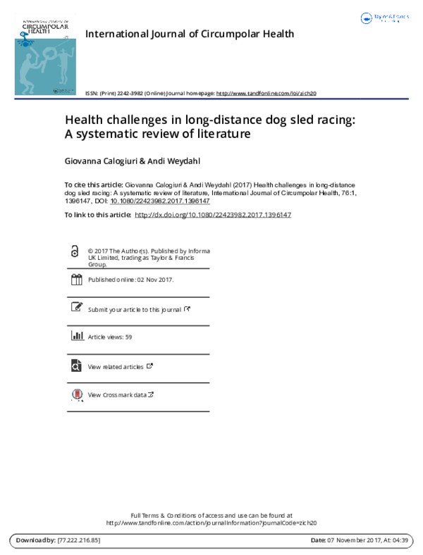 (PDF) Health challenges in long-distance dog sled racing: A systematic ...