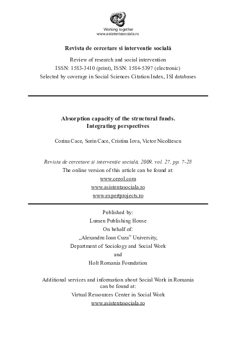 (PDF) Absorption capacity of the structural funds. Integrating perspectives
