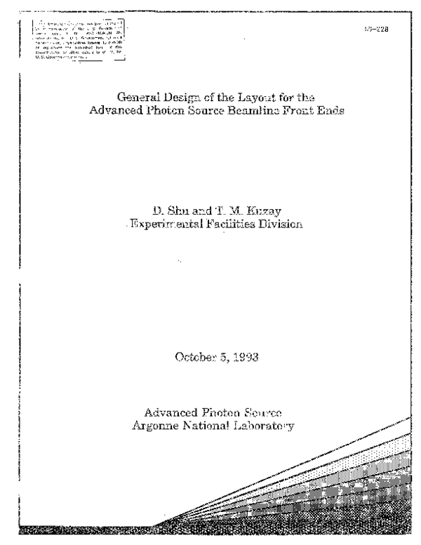 (PDF) General design of the layout for the Advanced Photon Source beamline front ends