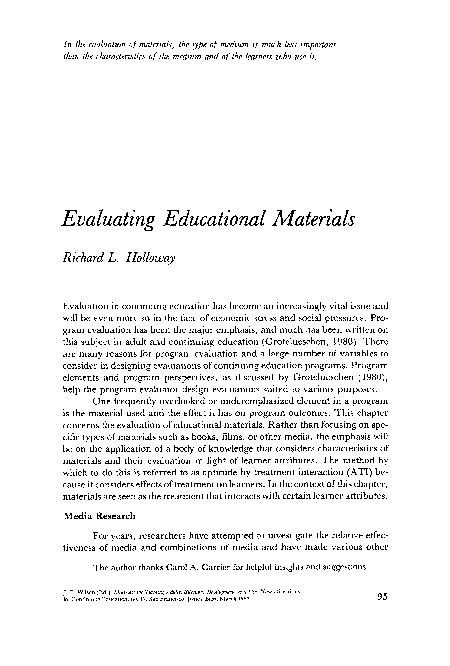 (PDF) Evaluating educational materials