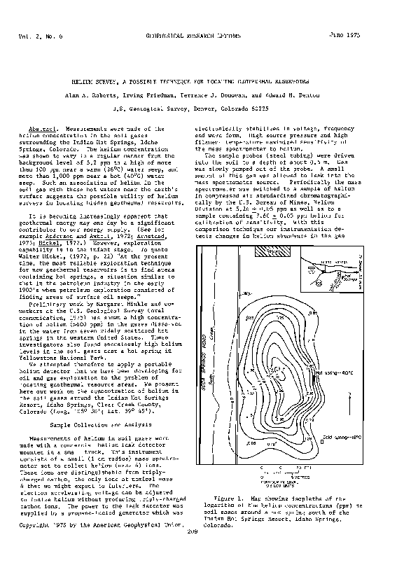 (PDF) Helium survey, A possible technique for locating geothermal reservoirs
