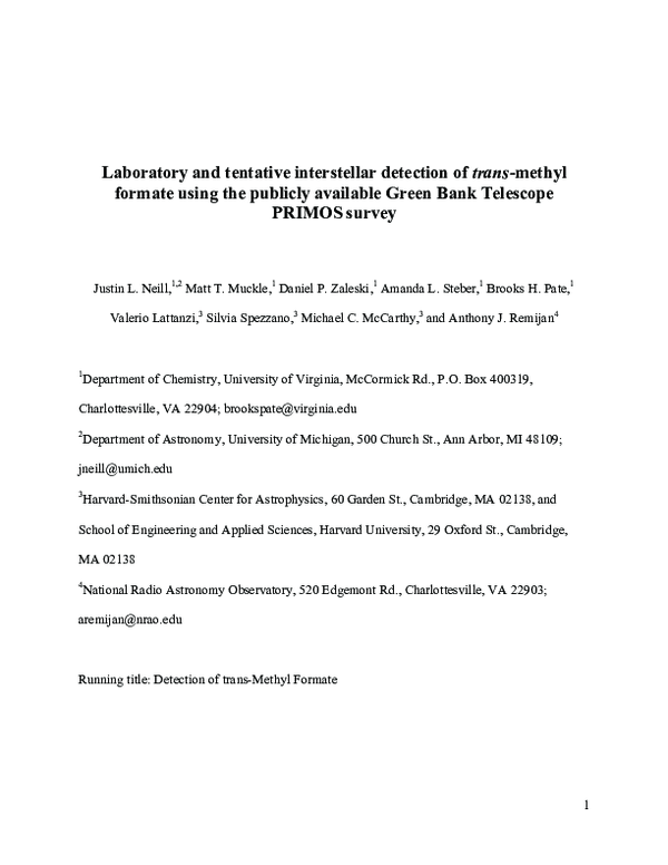(PDF) Laboratory and Tentative Interstellar Detection of Trans-Methyl ...