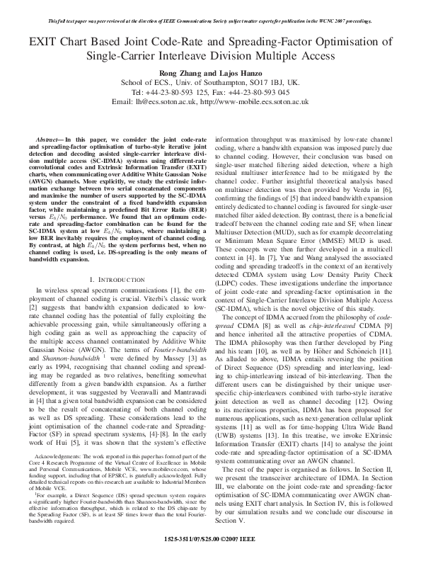 (PDF) EXIT chart based joint code-rate and spreading-factor optimisation of single-carrier ...
