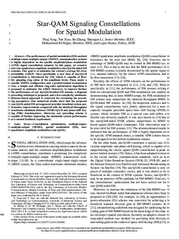 Pdf Star Qam Signaling Constellations For Spatial Modulation
