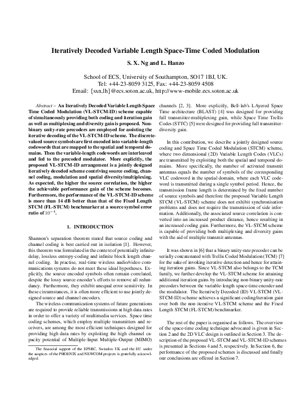 (PDF) Iteratively Decoded Variable Length Space-Time Coded Modulation: Code Construction and ...