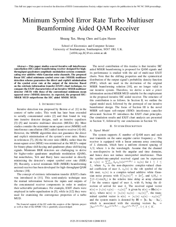 (PDF) Minimum Symbol Error Rate Turbo Multiuser Beamforming Aided QAM Receiver