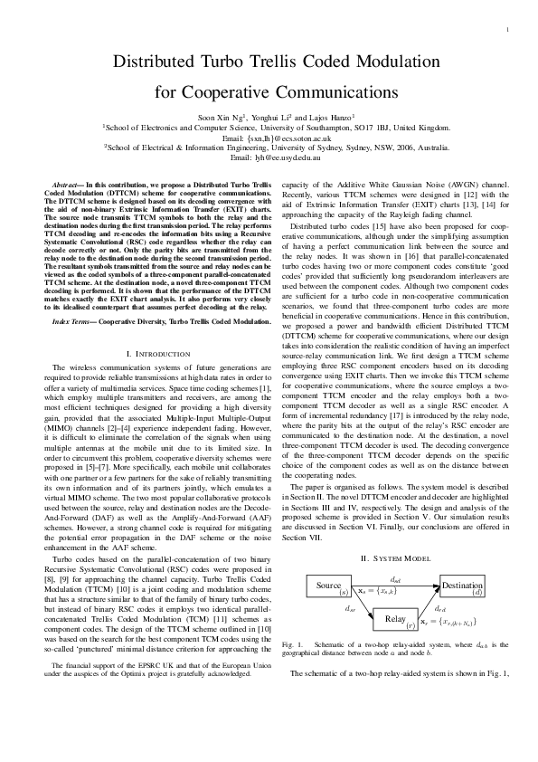 Pdf Distributed Turbo Trellis Coded Modulation For Cooperative Communications