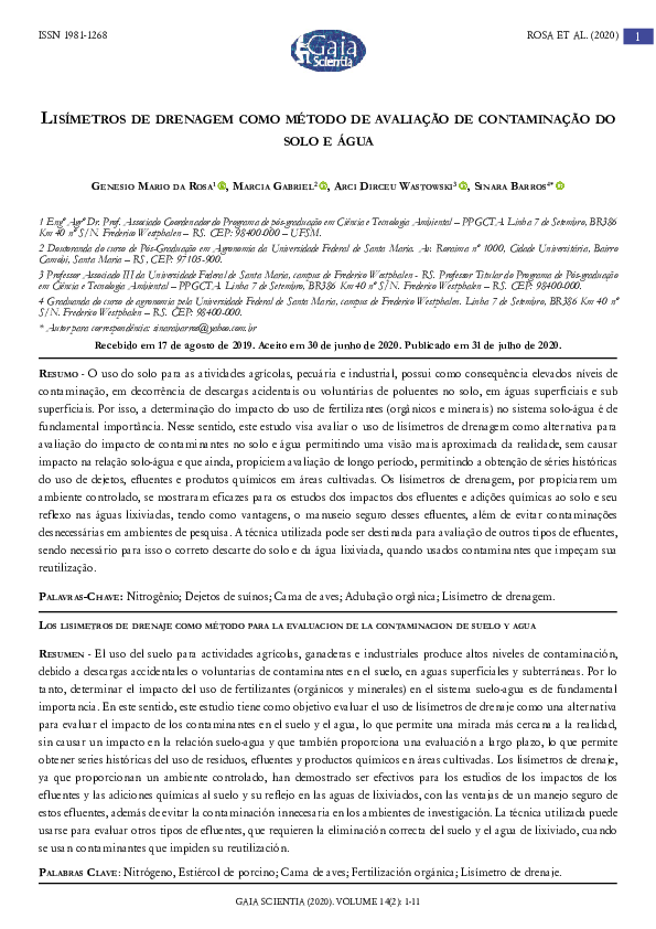 (PDF) Lisímetros de drenagem como método de avaliação de contaminação ...