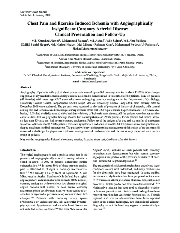 (PDF) Chest Pain and Exercise Induced Ischemia with Angiographically ...