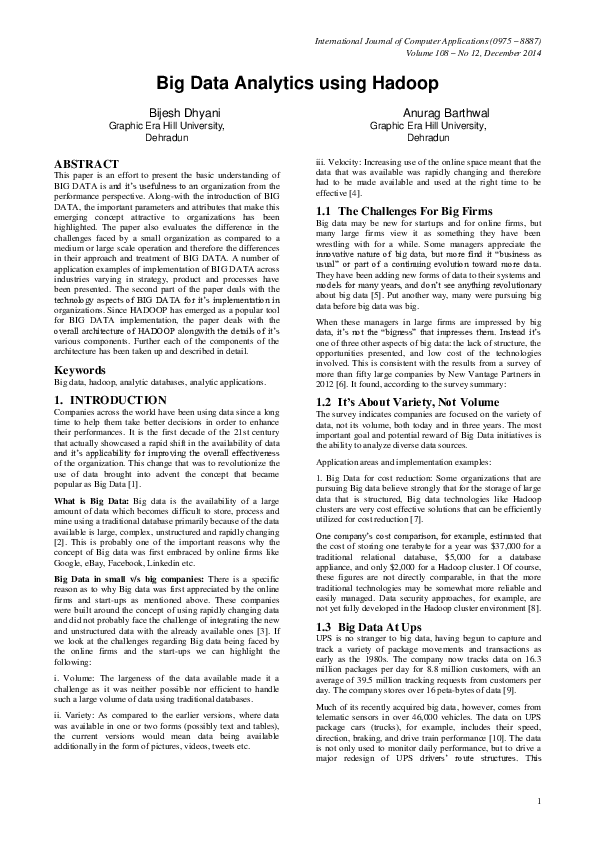 (PDF) Big Data Analytics using Hadoop