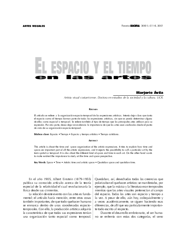 (PDF) El espacio y el tiempo en las artes
