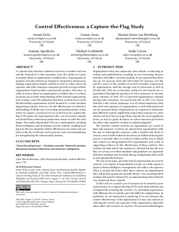 (PDF) Control Effectiveness: a Capture-the-Flag Study