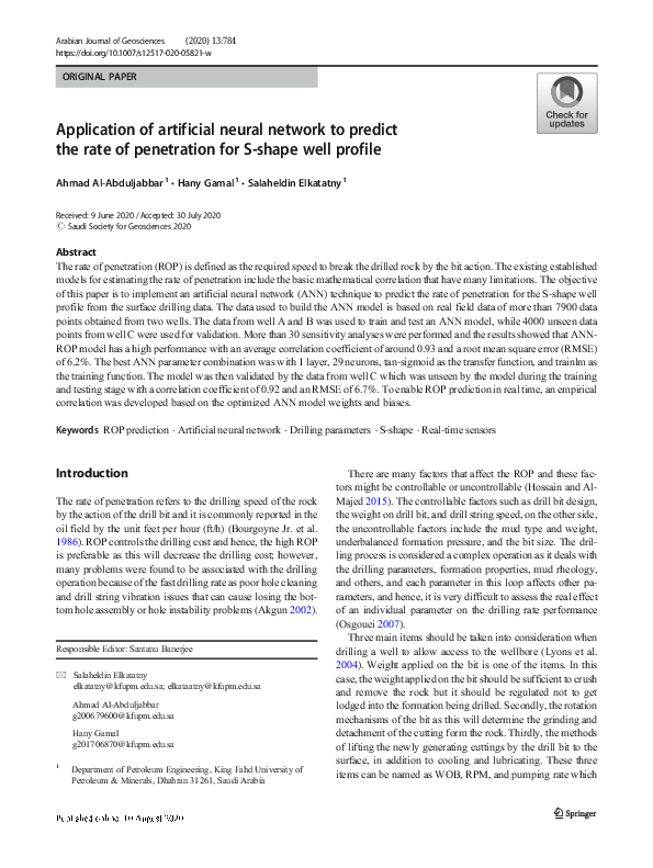 Pdf Application Of Artificial Neural Network To Predict The Rate Of