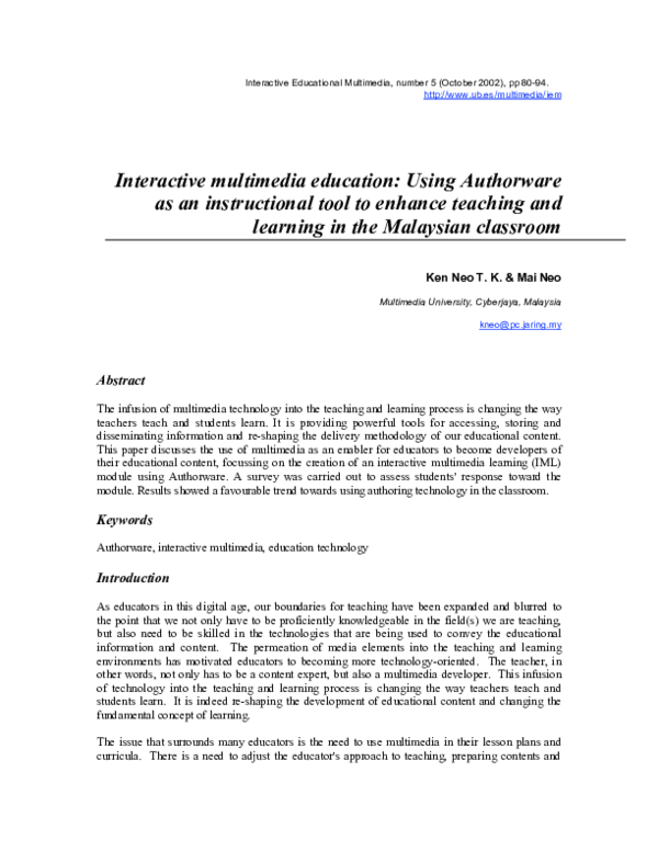 (PDF) Interactive multimedia education: Using Authorware as an instructional tool to enhance ...