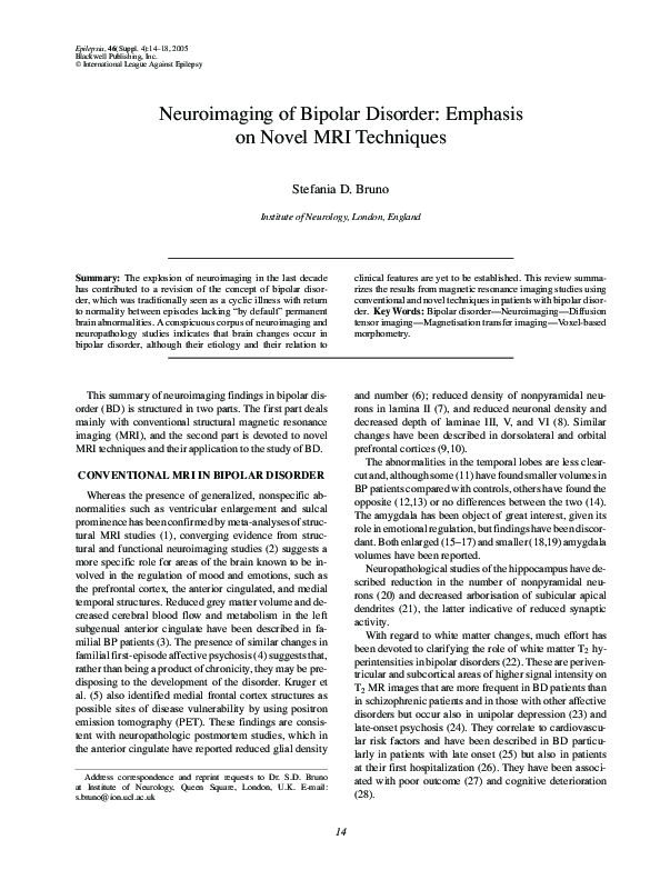 (PDF) Neuroimaging of Bipolar Disorder: Emphasis on Novel MRI ...