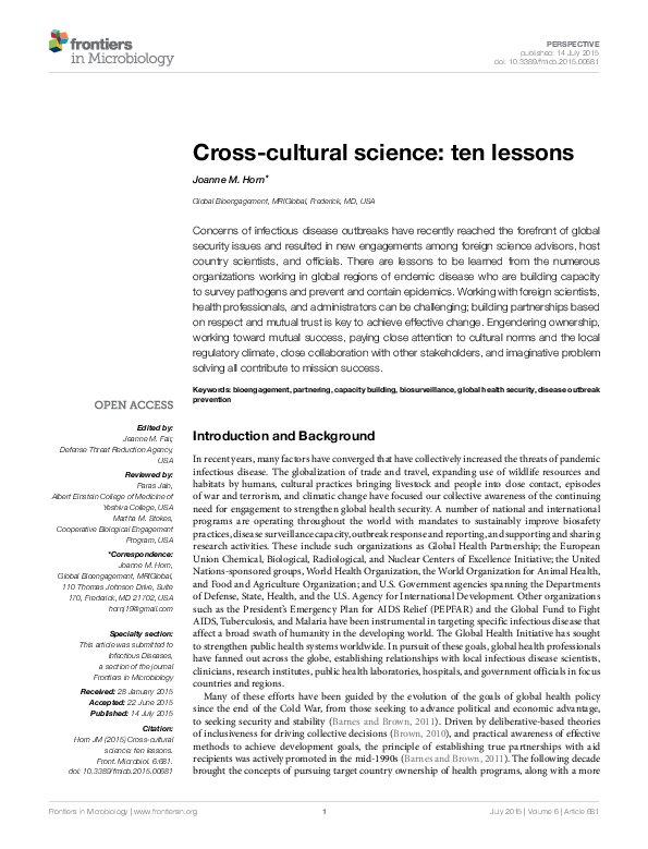 (PDF) Cross-cultural science: ten lessons