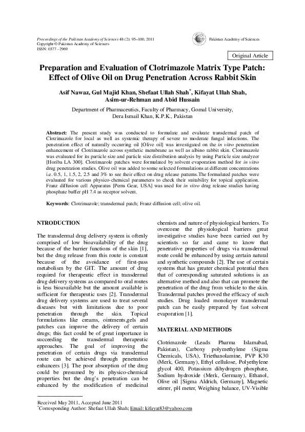 (PDF) Preparation and Evaluation of Clotrimazole Matrix Type Patch ...