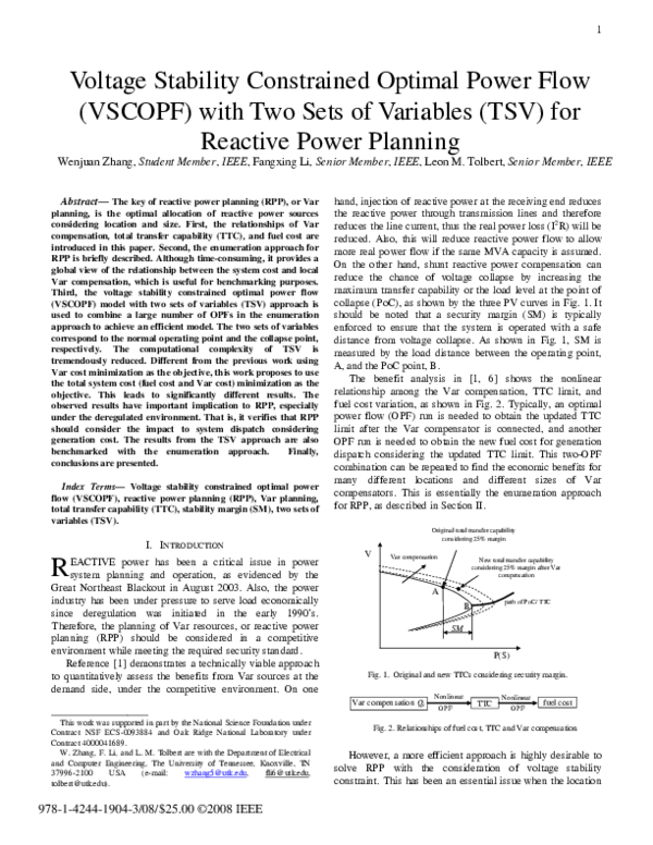 (PDF) Voltage stability constrained optimal power flow (VSCOPF) with two sets of variables (TSV ...