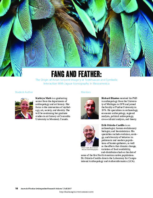 (PDF) Fang and Feather: The Origin of Avian-Serpent Imagery at ...