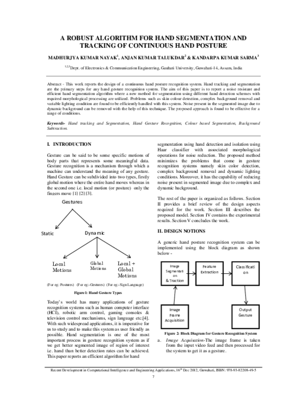 (PDF) A Robust Algorithm for Hand Segmentation and Tracking of ...