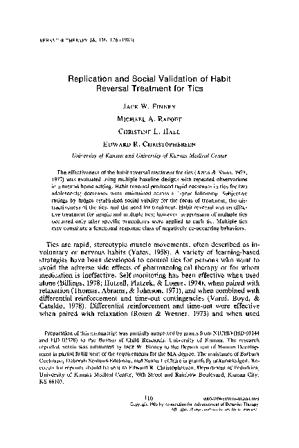 (PDF) Replication and social validation of habit reversal treatment for ...