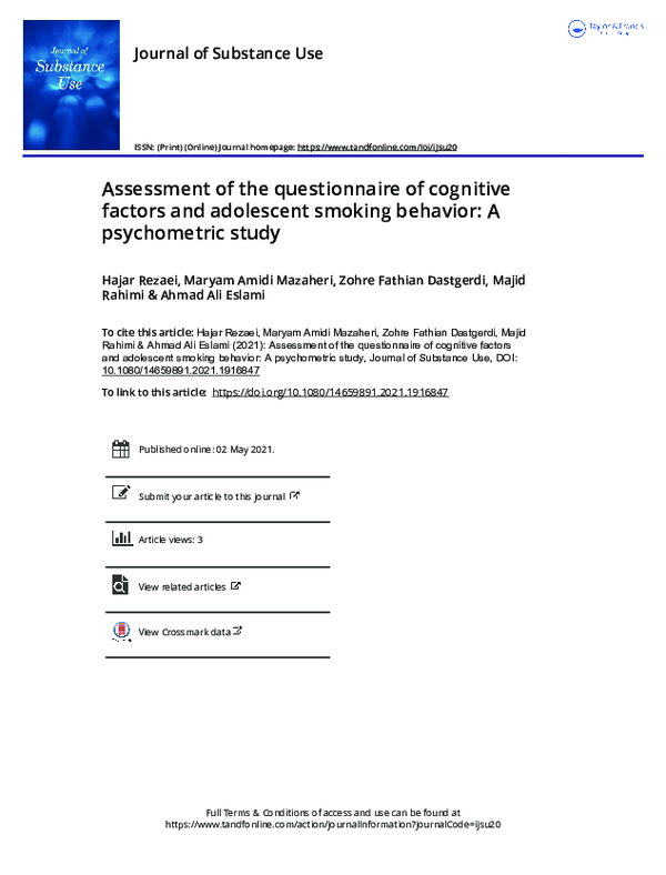 (PDF) Assessment of the questionnaire of cognitive factors and ...