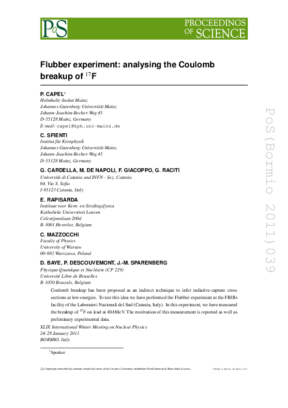 (PDF) Flubber experiment: analysing the Coulomb breakup of 17F