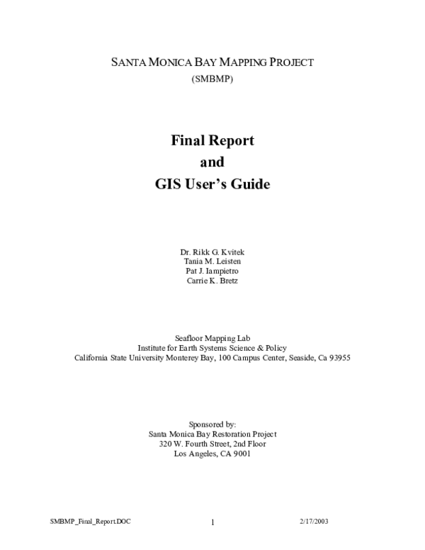 (PDF) Final Report and GIS User’s Guide | Rikk Kvitek - Academia.edu