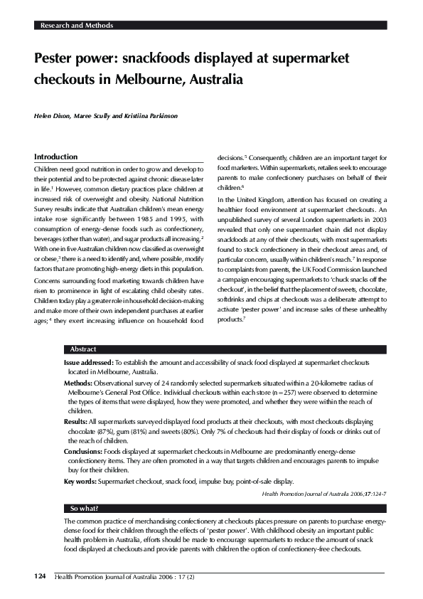 (PDF) Pester power: snackfoods displayed at supermarket checkouts in ...