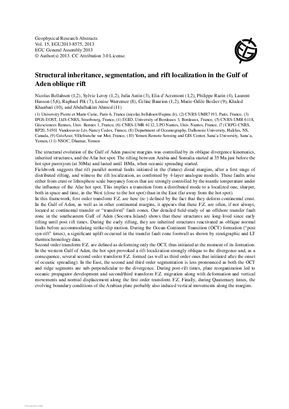 Structural Inheritance Segmentation And Rift Localization In The Gulf
