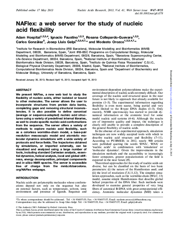 (PDF) NAFlex: A web server for the study of nucleic acids flexibility